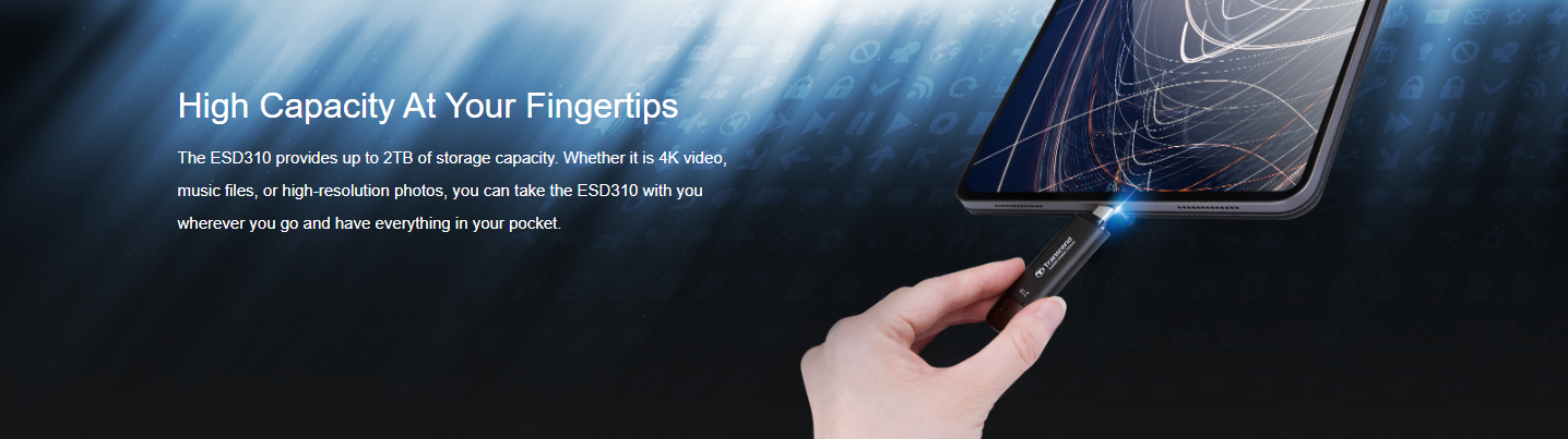 Transcend SSD ESD310 ESD310C/S 3D NAND Portable External SSD with USB 3 ...
