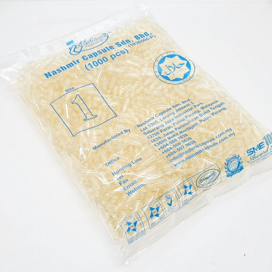 Nashmir Kapsul Kosong HALAL Size 1 (1000pcs) / Gelatin Empty Capsule ...