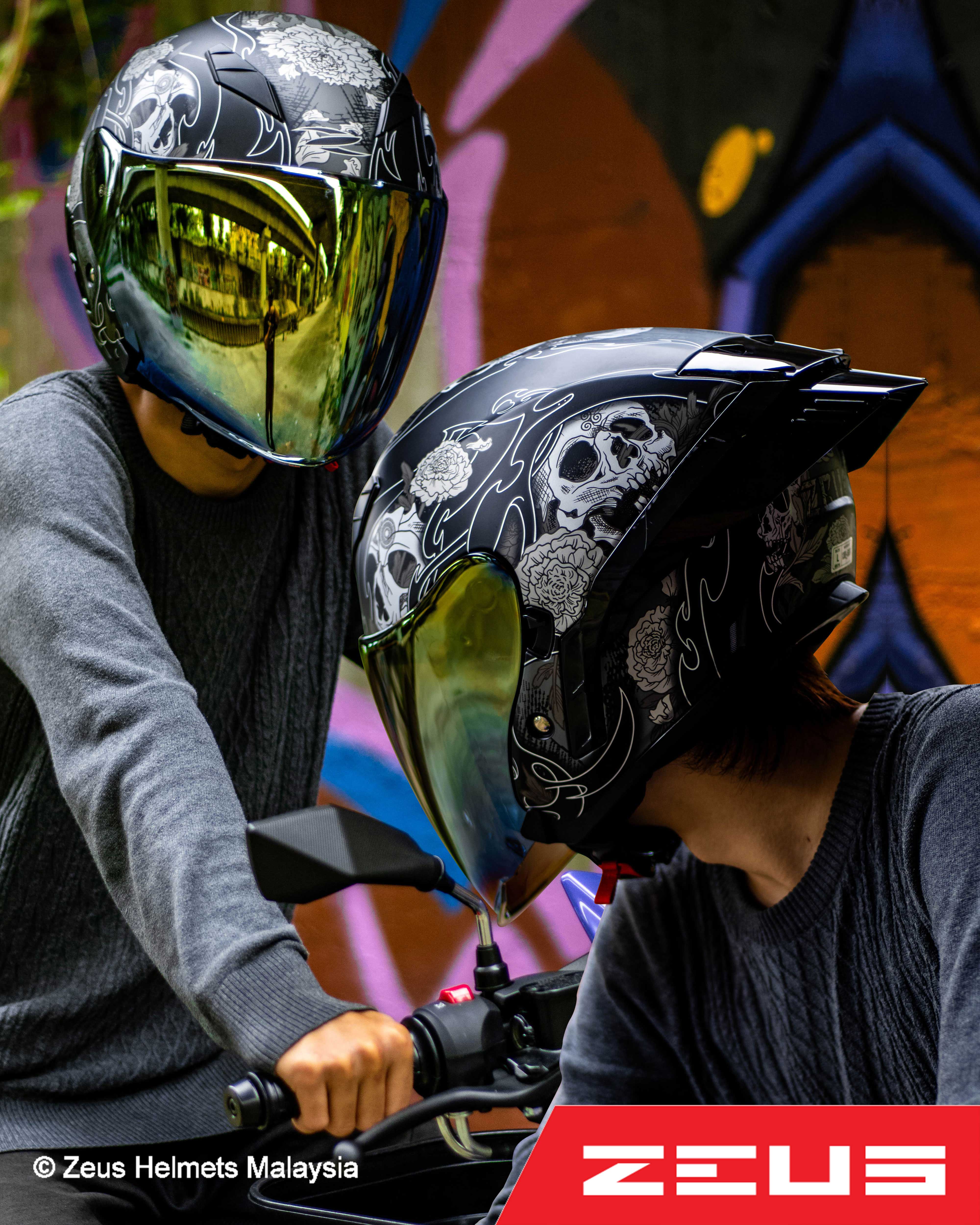 ZEUS HELMET ZS-631 WITH DOUBLE VISOR AND SPOILER | Shopee Malaysia