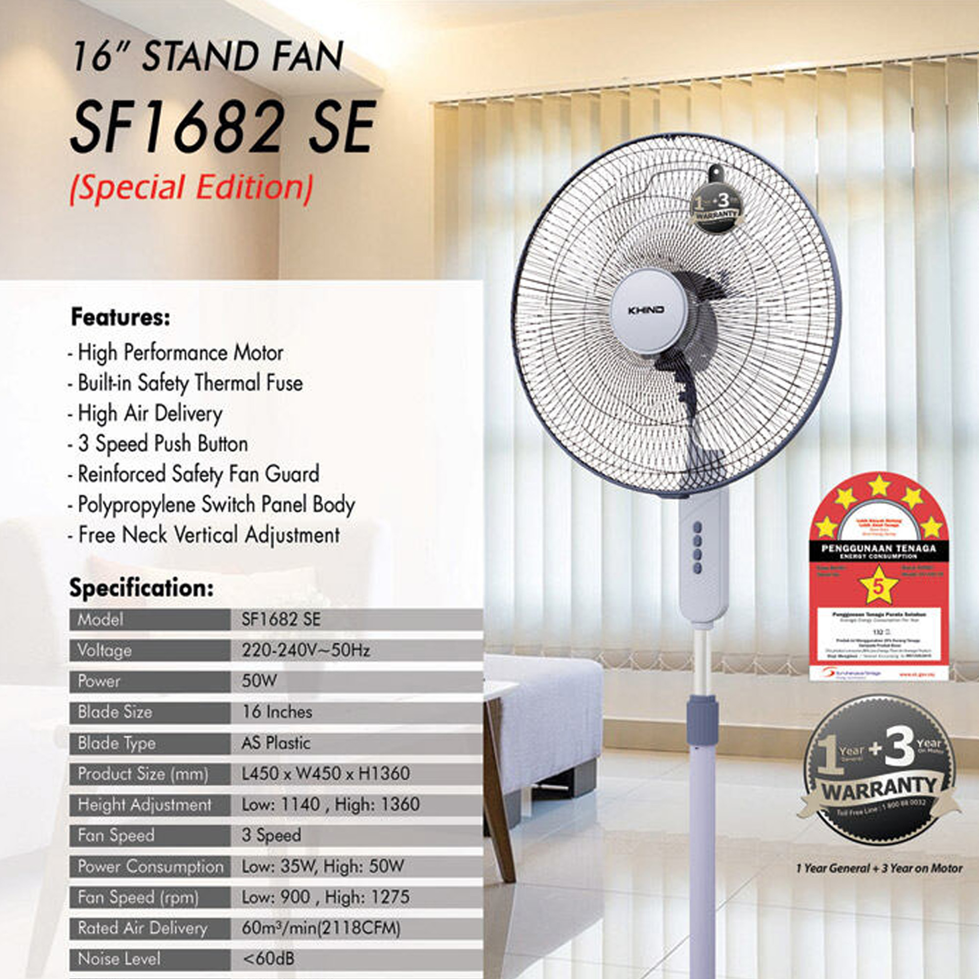 Midea 16 Inch MF-16FS23C-BK | DENN 16" DSF-16 | KHIND 16" SF-1682SE ...
