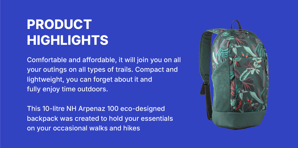 Decathlon 10L Hiking Trekking Backpack NH Arpenaz 100 (Multi ...