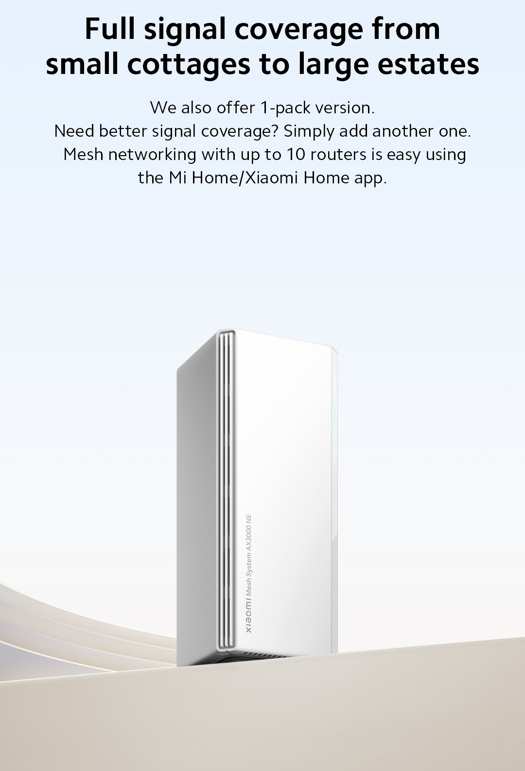 Xiaomi Mesh System AX3000 NE(1-pack/2-pack) Wi-Fi 6/up to 3000Mbps/Xiaomi Mesh/NFC one-tap ...