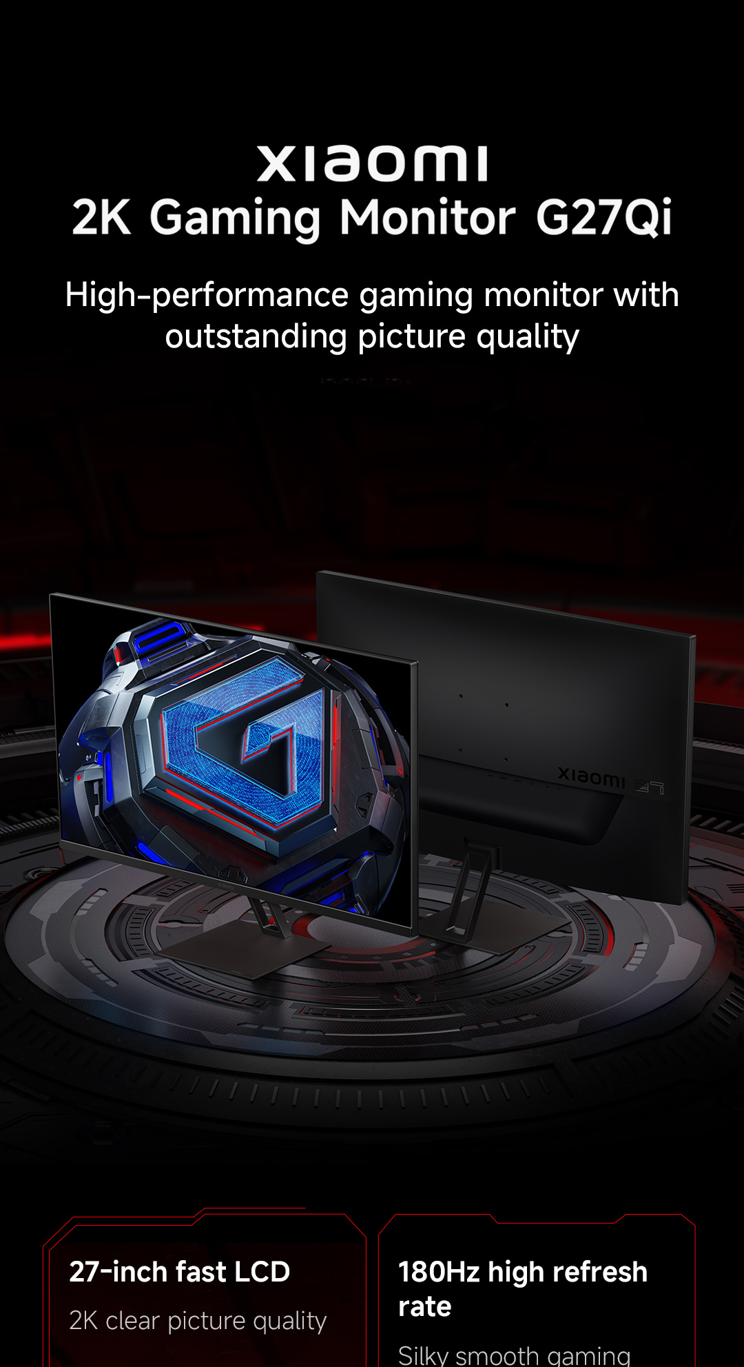 Xiaomi Gaming Monitor G27Qi 2K/180Hz/27-inch LCD/FreeSync/1ms response/DP*2+HDMI*2 | Shopee Malaysia