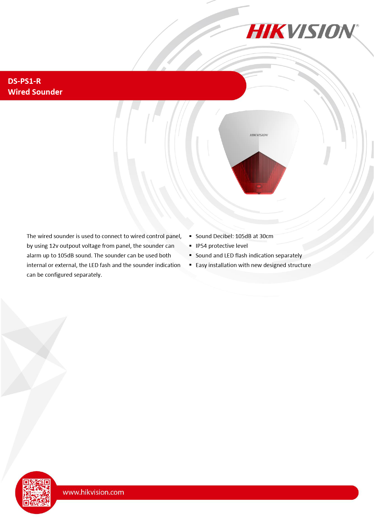 Hikvision DS-PS1-R Hikvision Wired Sounder - Hikvision Alarm Siren For ...