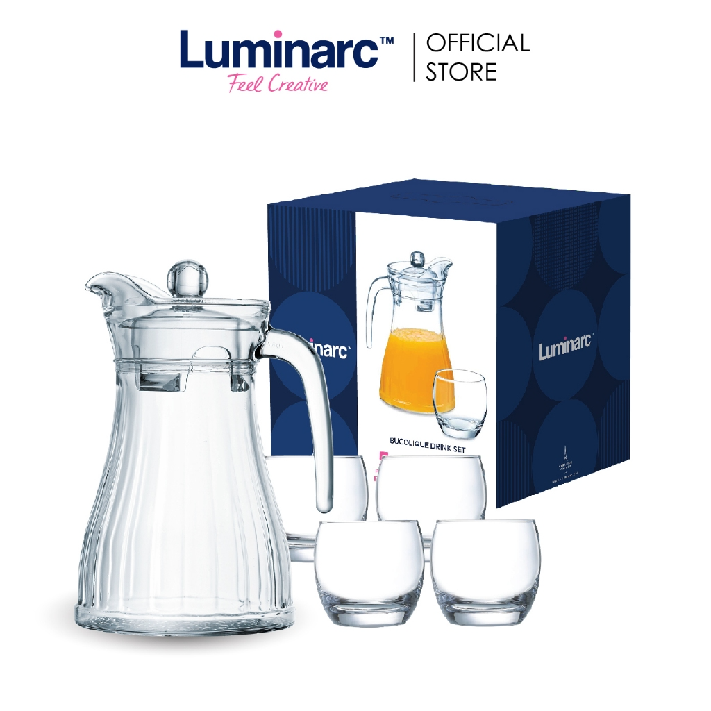 Luminarc 5Pcs Bucolique Jug + Salto Drink Glass Set - (1000+320ML) [Model: P6644] - Tableware ...