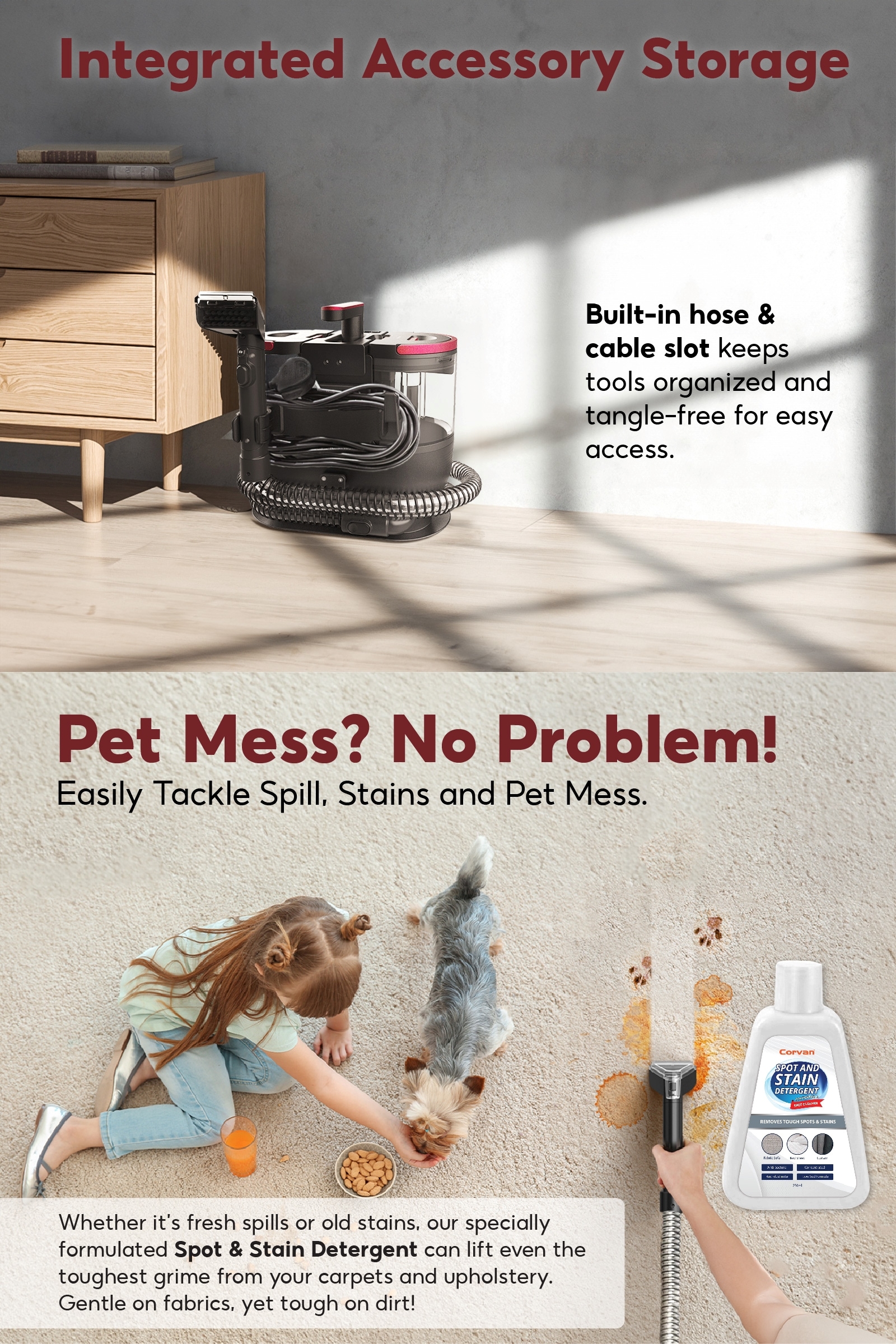 Corvan S7/S6 Spot Cleaner Vacuum | Ordors, Stains & Spills Removal ...