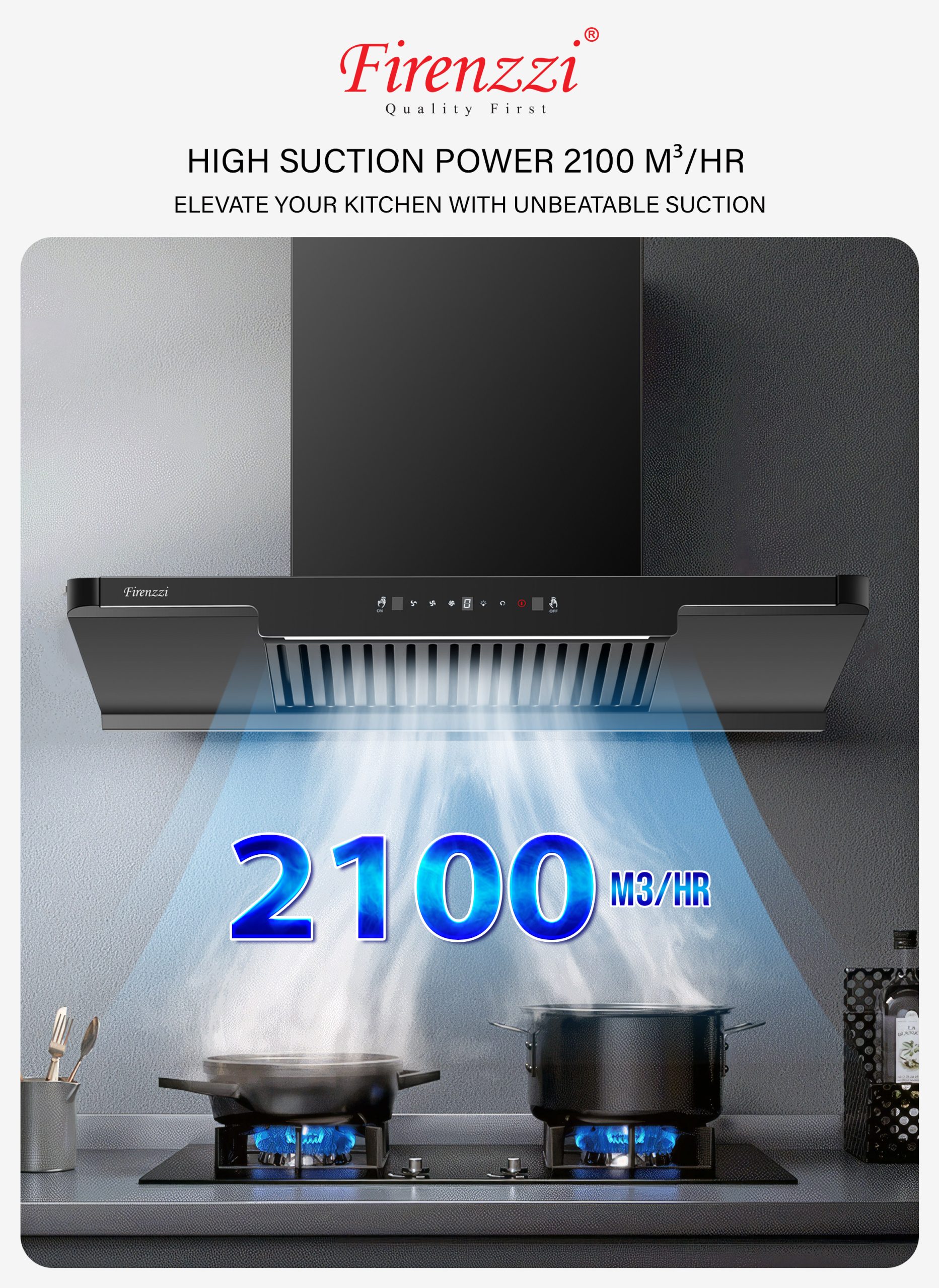 Firenzzi Chimney Hood Cooker Hood Sensor Touch FCH-6122 XP / Island ...