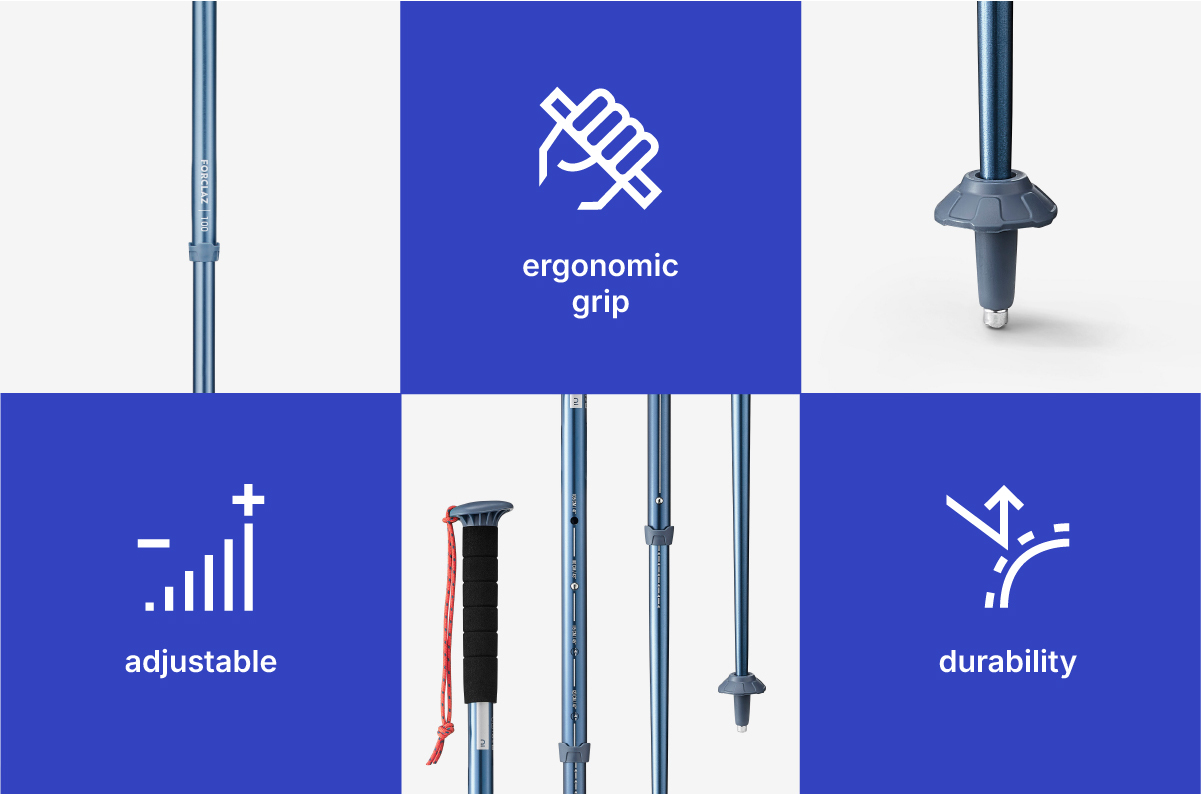 Decathlon Trekking/Hiking Pole Stick MT100 (Adjustable Push-Pin ...