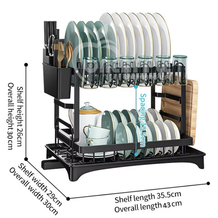 ONEAPPLE.MY Auto Drain Double Rak Pinggan Cawan Kitchen Storage Rack ...