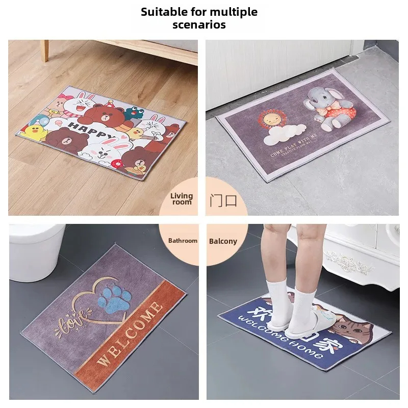CS Cartoon Floor Mat Bedroom Home Use Water Absorbent Anti-Slip ...