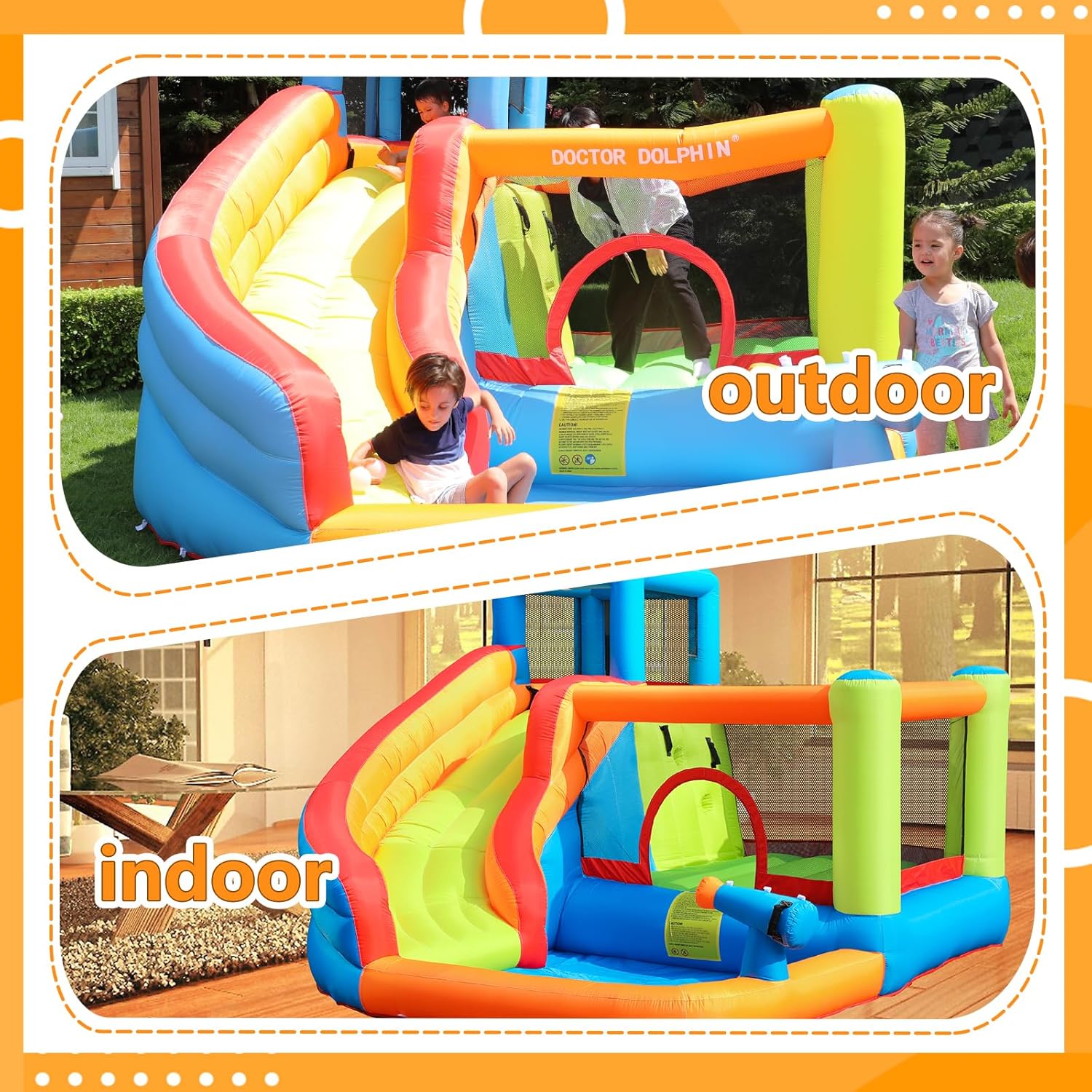 DR.DOLPHIN 62030 5 in 1 Inflatable Giant Castle Water Slide Pool With ...