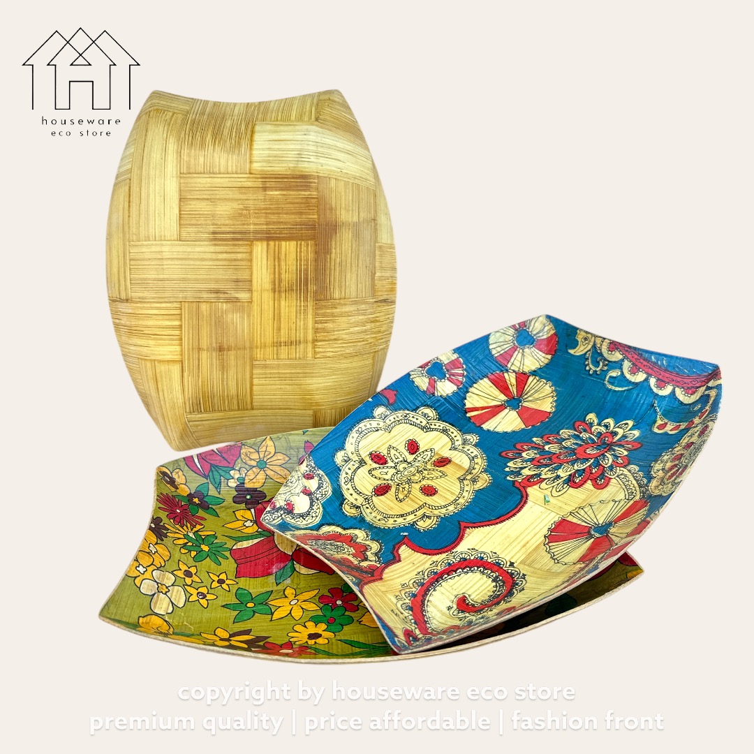 Bamboo Wooden Plate Tray Rectangular Plate Bamboo Dinner Plate Pinggan ...