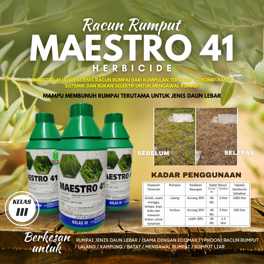 HALEX Racun Rumput Maestro 41 Glyphosate 41% 1L efektif menghapus rumpai lalang pait batat ...