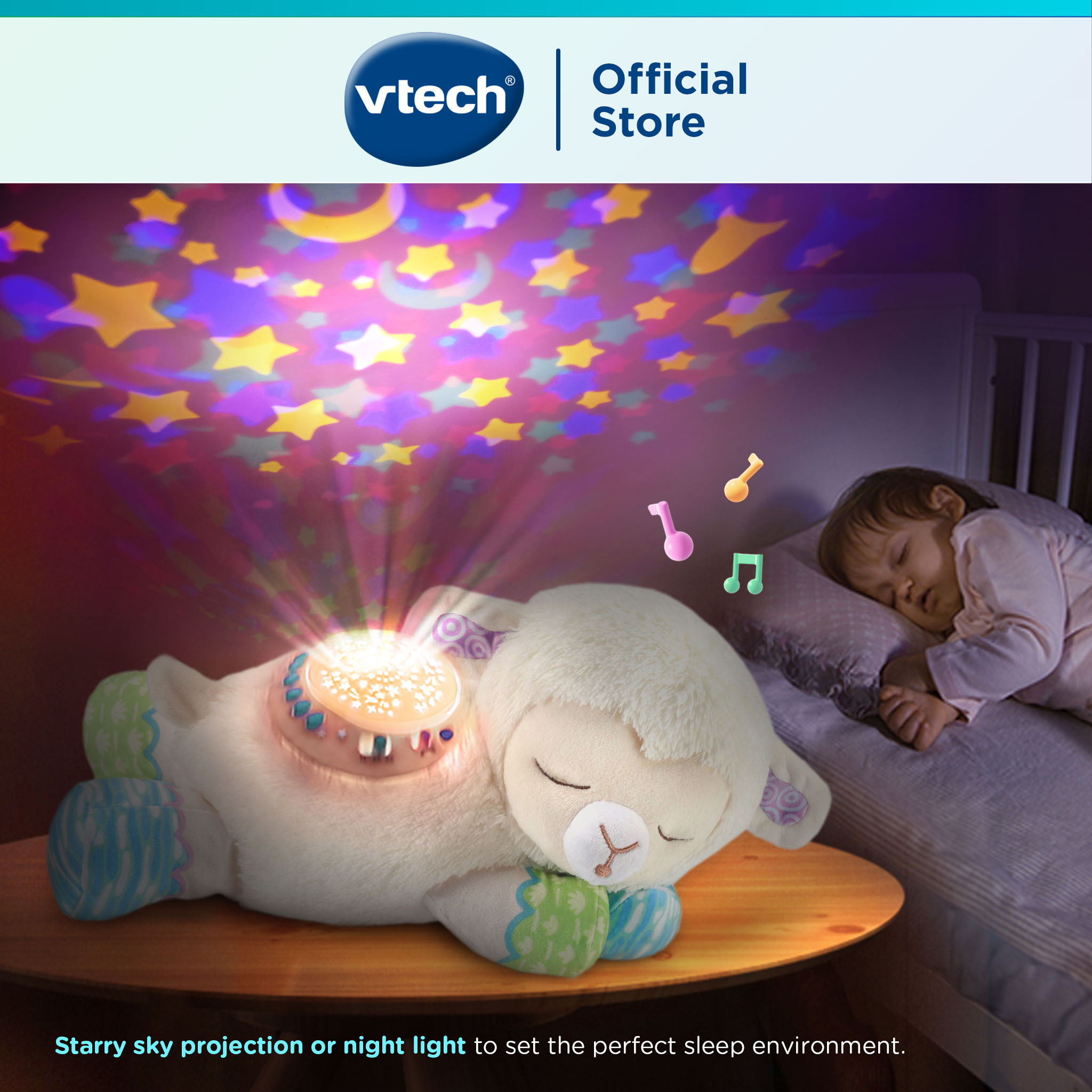 VTech 3 in 1 Starry Skies Sheep Soother with 3 projector disc crying ...