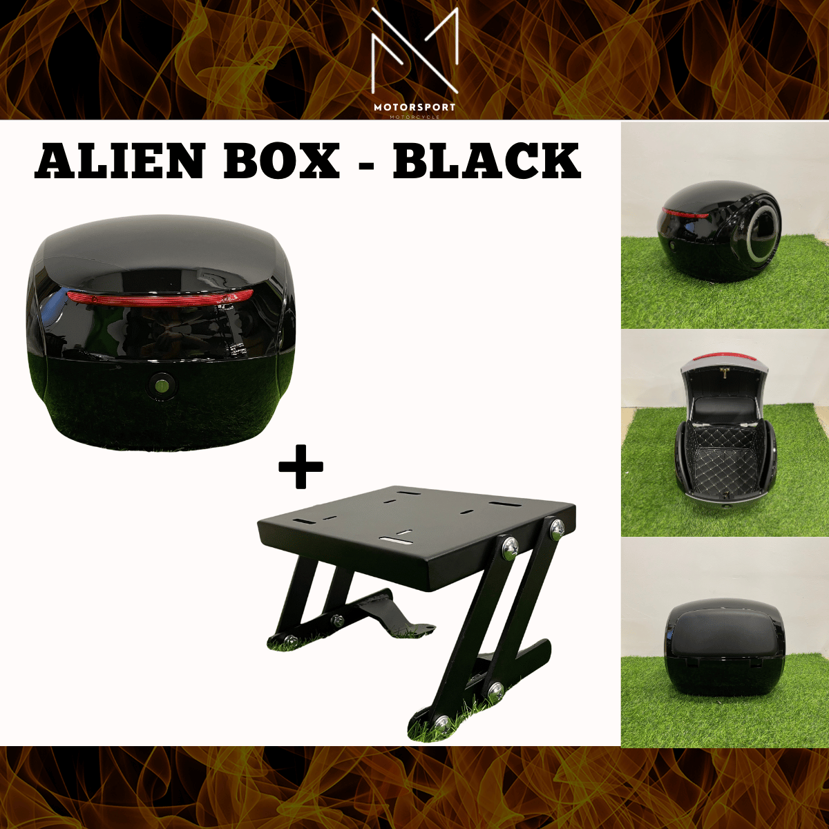 SOYA Rack Motorcycle Box Motorsikal Rek With Alien Box 35L ABS Box ...