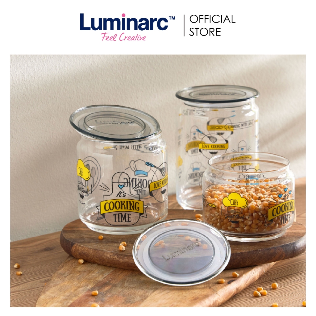 Luminarc 3Pcs Rondo 'Cooking Time' Storage Jar Set - (500+750+1000ML ...