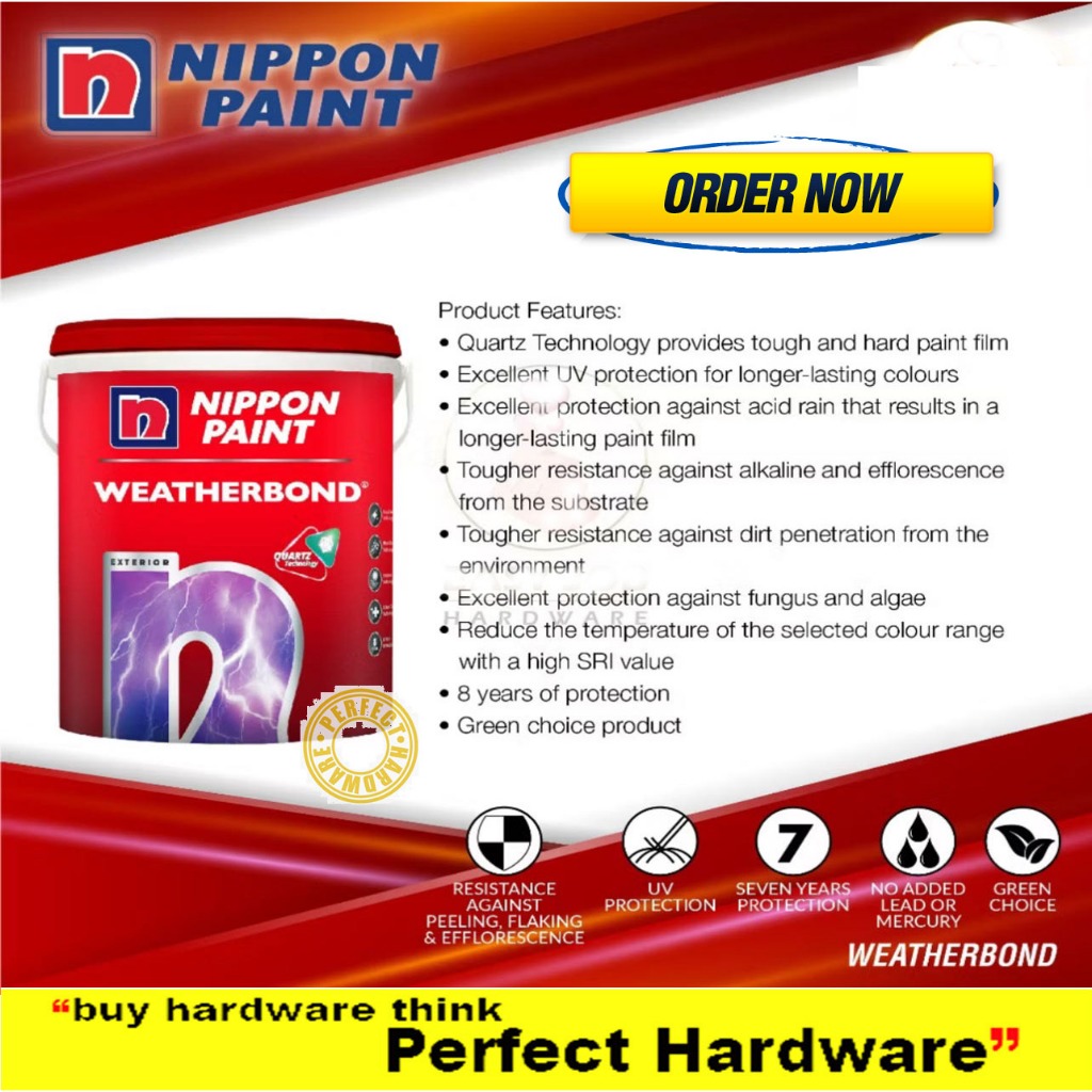 Nippon Weatherbond Exterior Wall - White - Cat Luar - 5 LITER | Shopee Malaysia