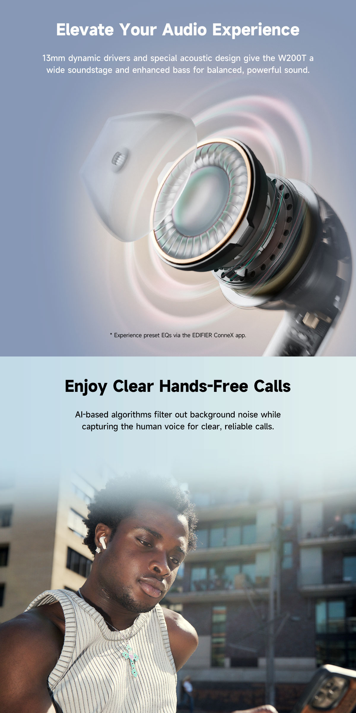 Edifier W200T Wireless Earphones with ConneX Customization App - Dual ...