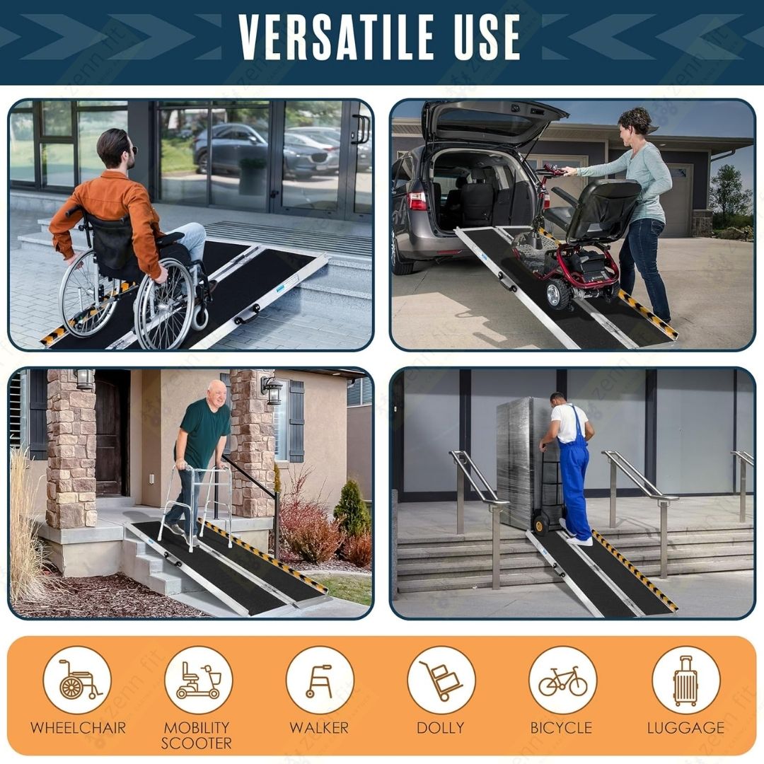 Telescopic Wheelchair Ramp Aluminum Alloy 2ft/3ft/5ft Multi-Purpose ...