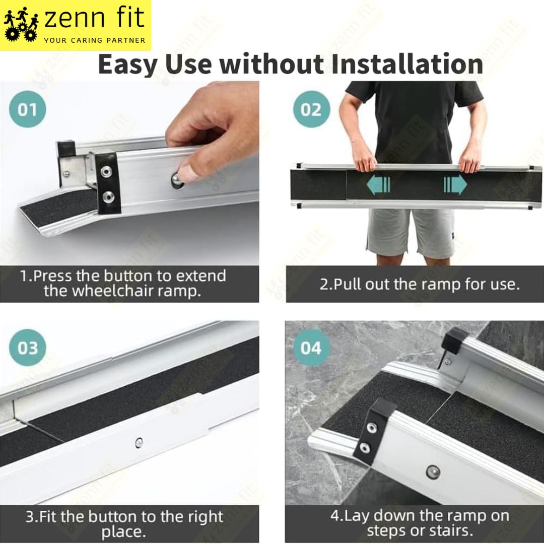 Telescopic Wheelchair Ramp Aluminum Alloy 2ft/3ft/5ft Multi-Purpose ...