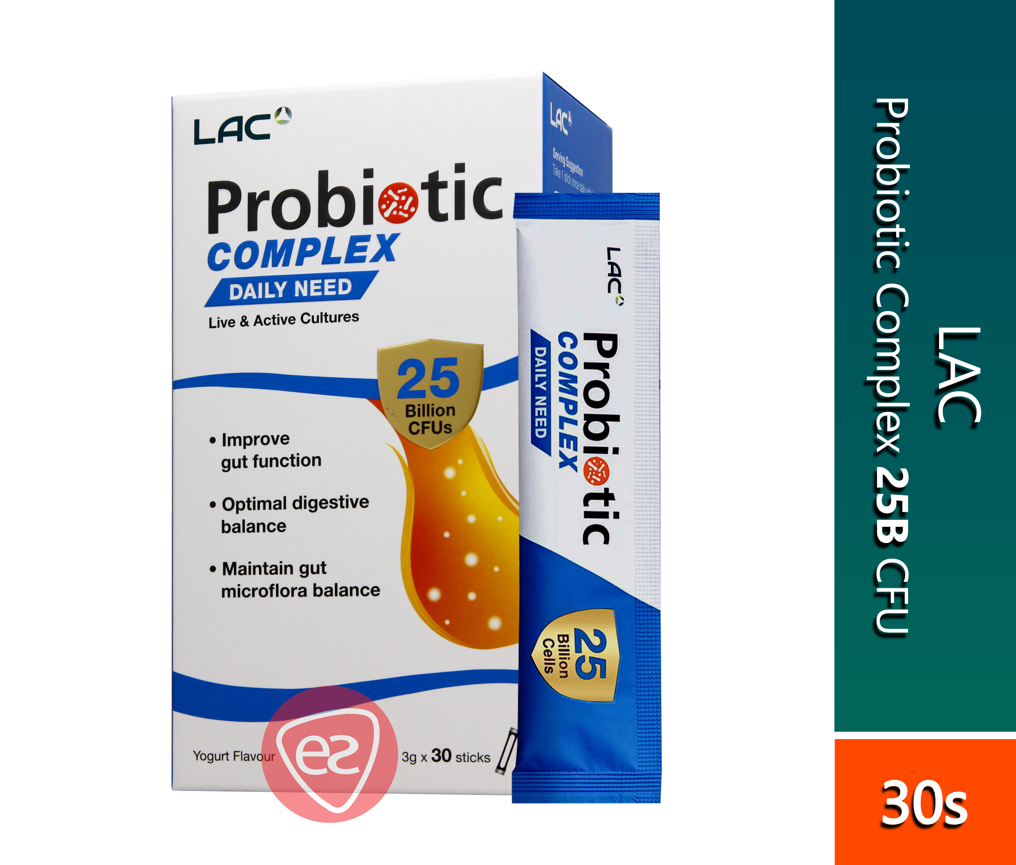 LAC Probiotic Complex 25 Billion CFUs 3g x30 Powder Sticks Daily Need ...
