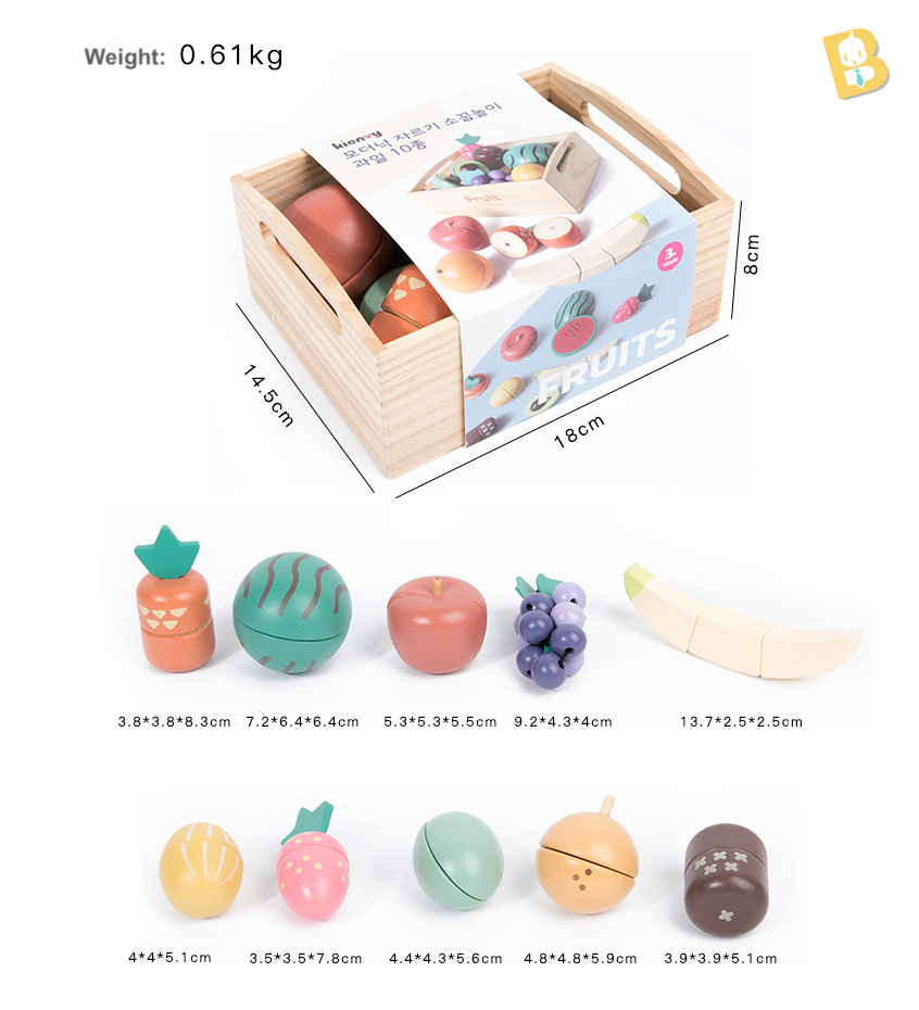 BabyBoss Wooden Play Food Cutting Meats Vegetables Fruits Kitchen ...