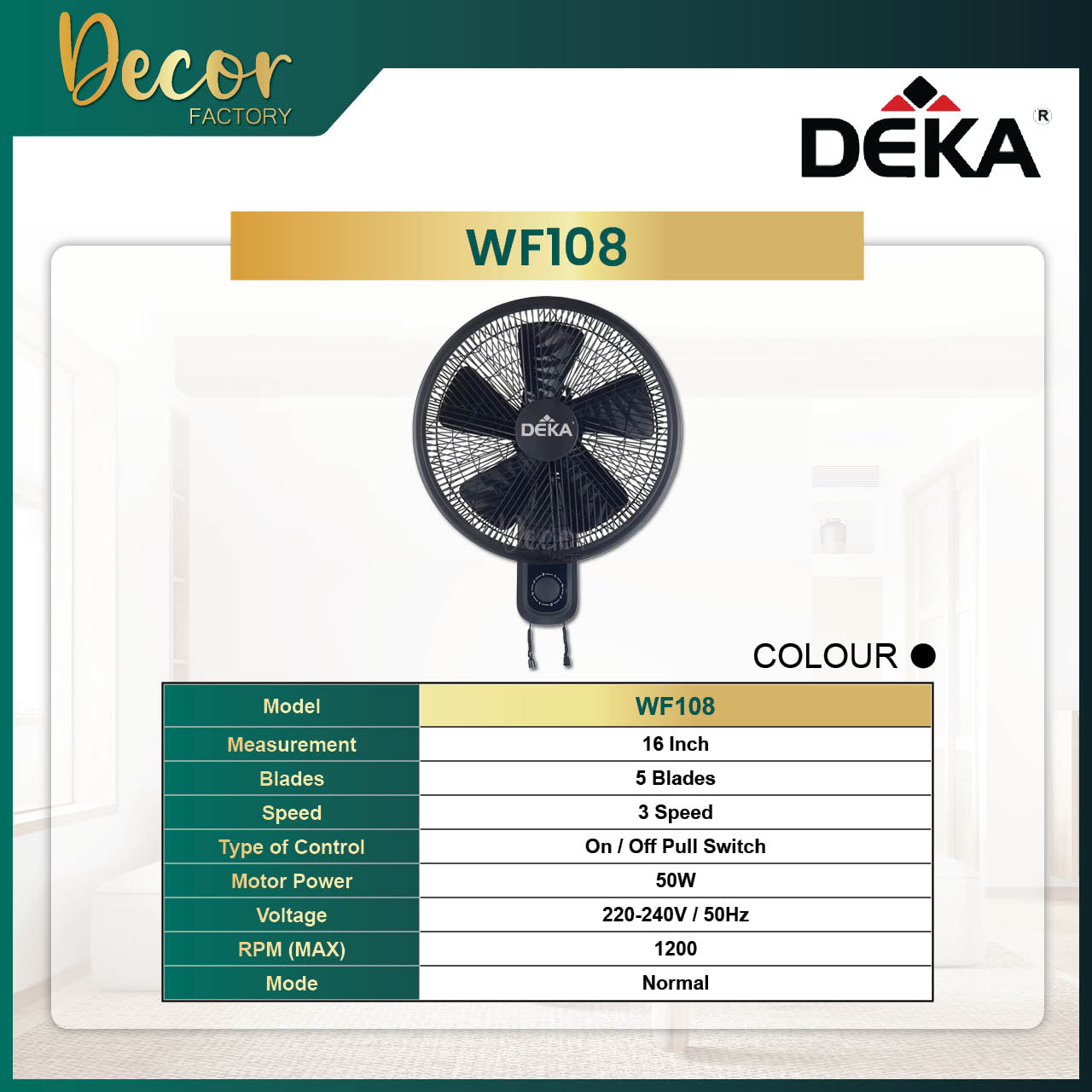 🔥NEW2024🔥 DEKA Fan DEKA WF108 WF208R 16" Wall Fan Ball Bearing Motor ...