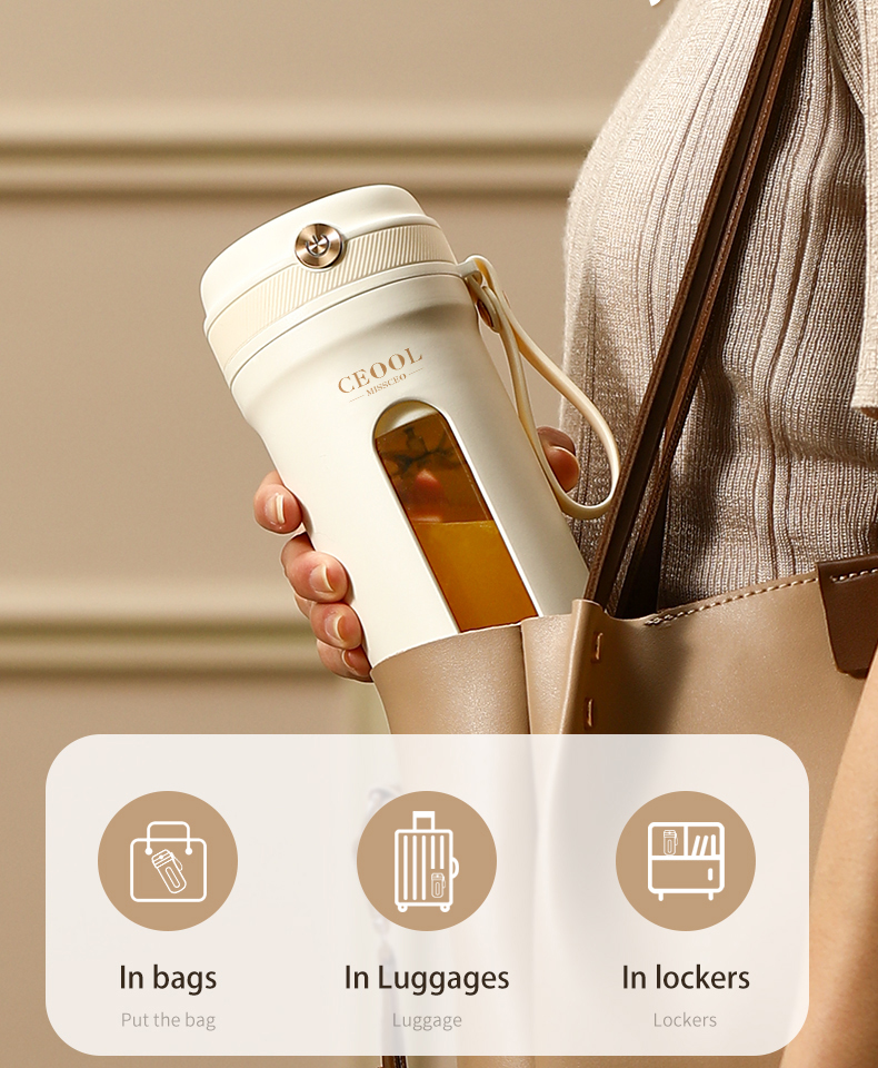 2025 New Model Hericaine Portable Fruit Juicer 400ml Smoothie Maker Ice Blender Dual Battery 7 ...