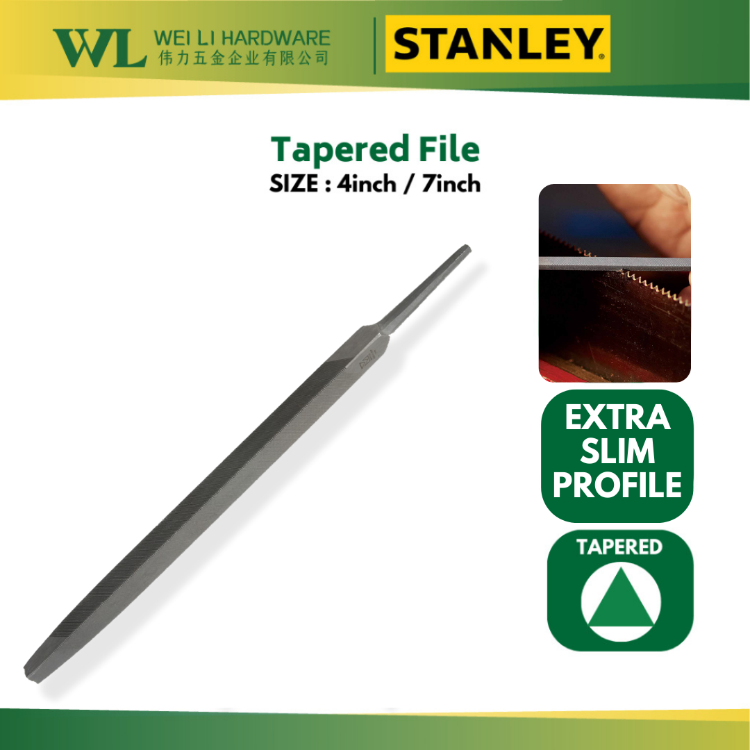 STANLEY Original 4" 7" Slim Tapered Hand File Heavy Duty (Triangle File ...
