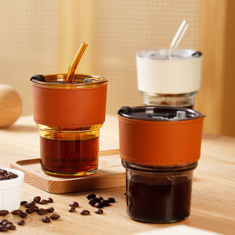 𝐌𝐎𝐃𝐄𝐑𝐍 𝐇𝐘𝐃𝐑𝐀𝐓𝐈𝐎𝐍 Glass Sippy Cup With Lid Clear Portable Travel Coffee ...