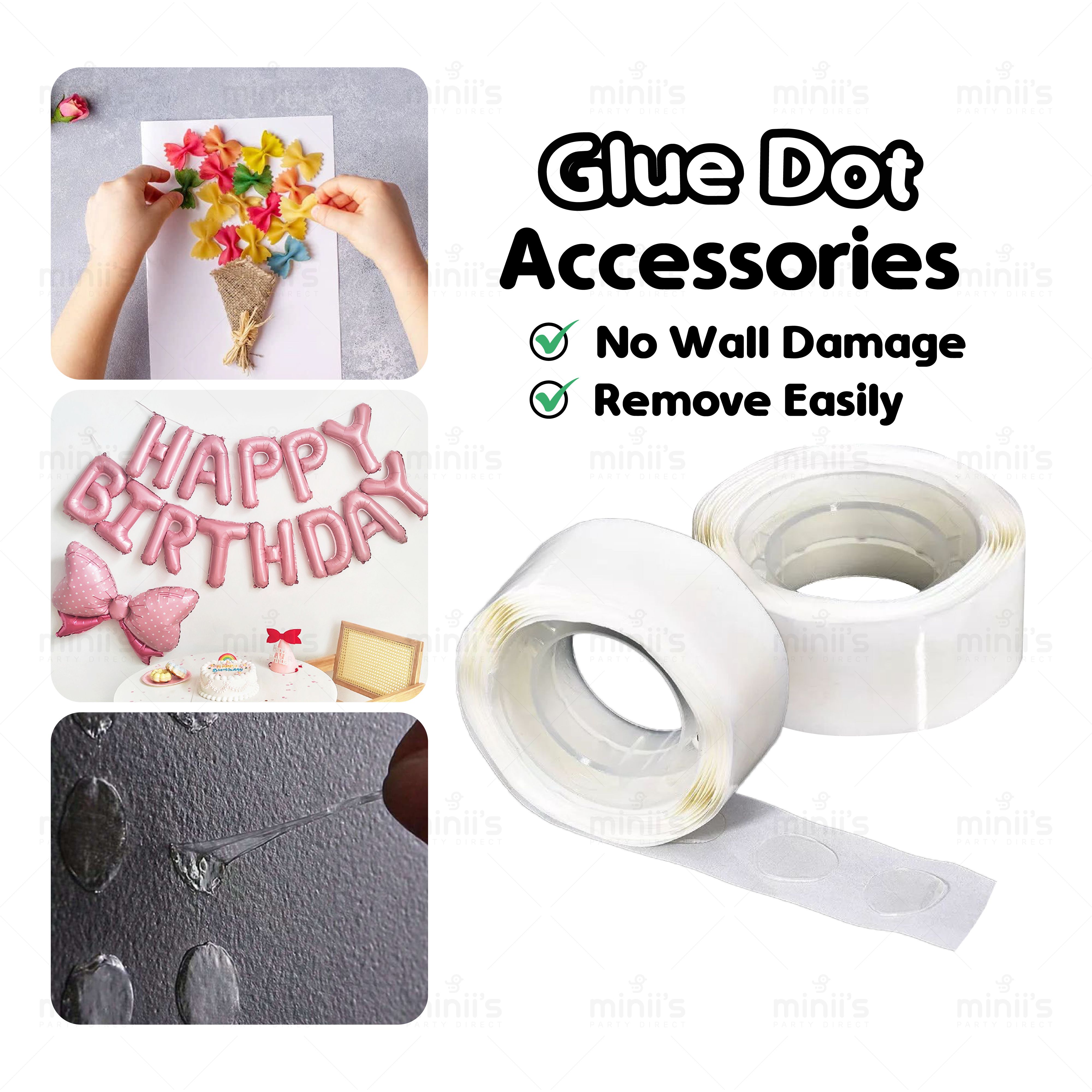 MINIIS 100pcs Balloon Glue Dots Double-Sided Glue Point Tape Adhesive ...