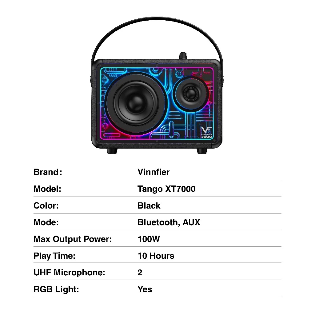 Vinnfier Tango XT7000 WMU Portable Bluetooth Karaoka Speaker With Mic | Shopee Malaysia