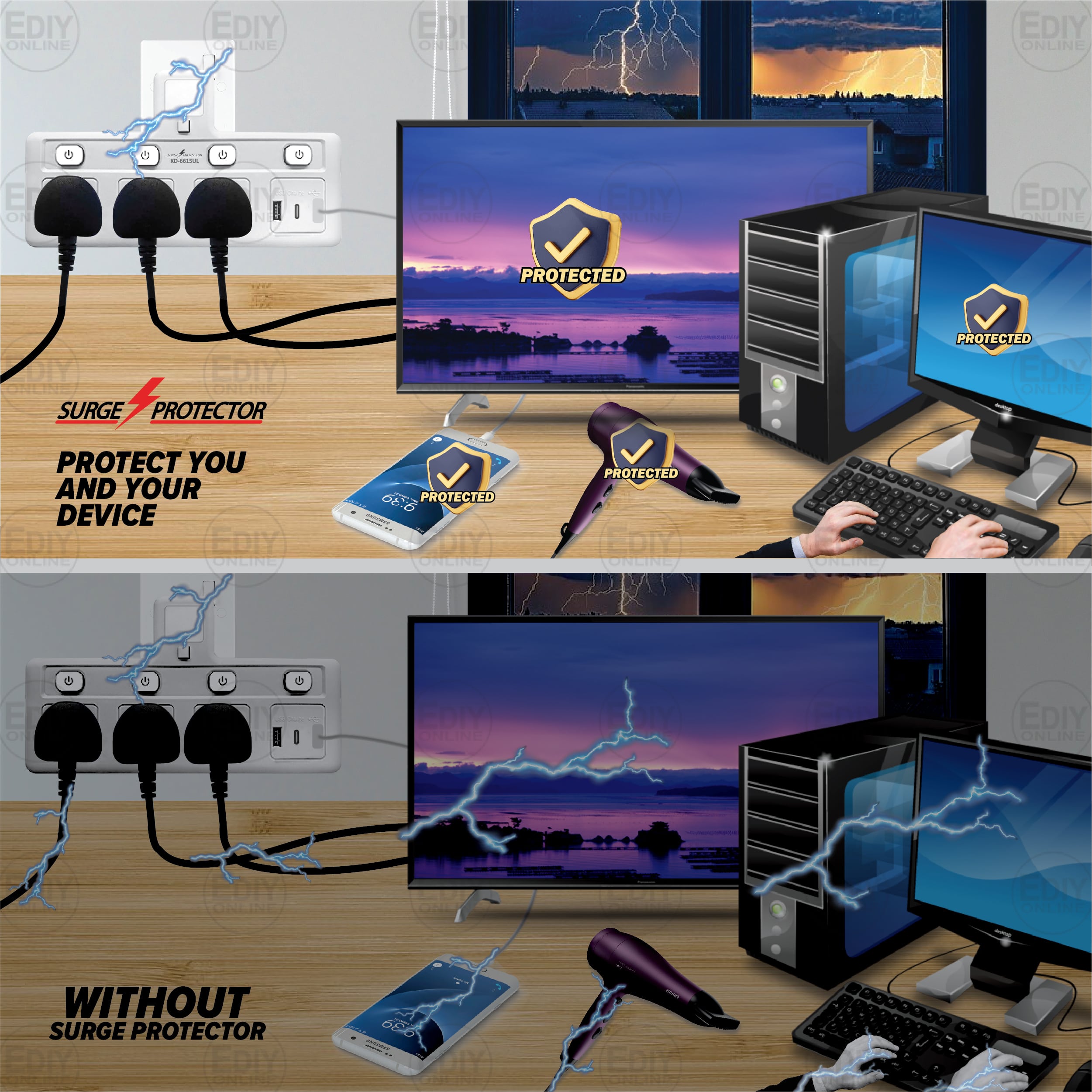 SURGE PROTECTOR 】 ADAPORT SOCKET OUTLET CONVERTER NIGHT LIGHT MULTI USB ...