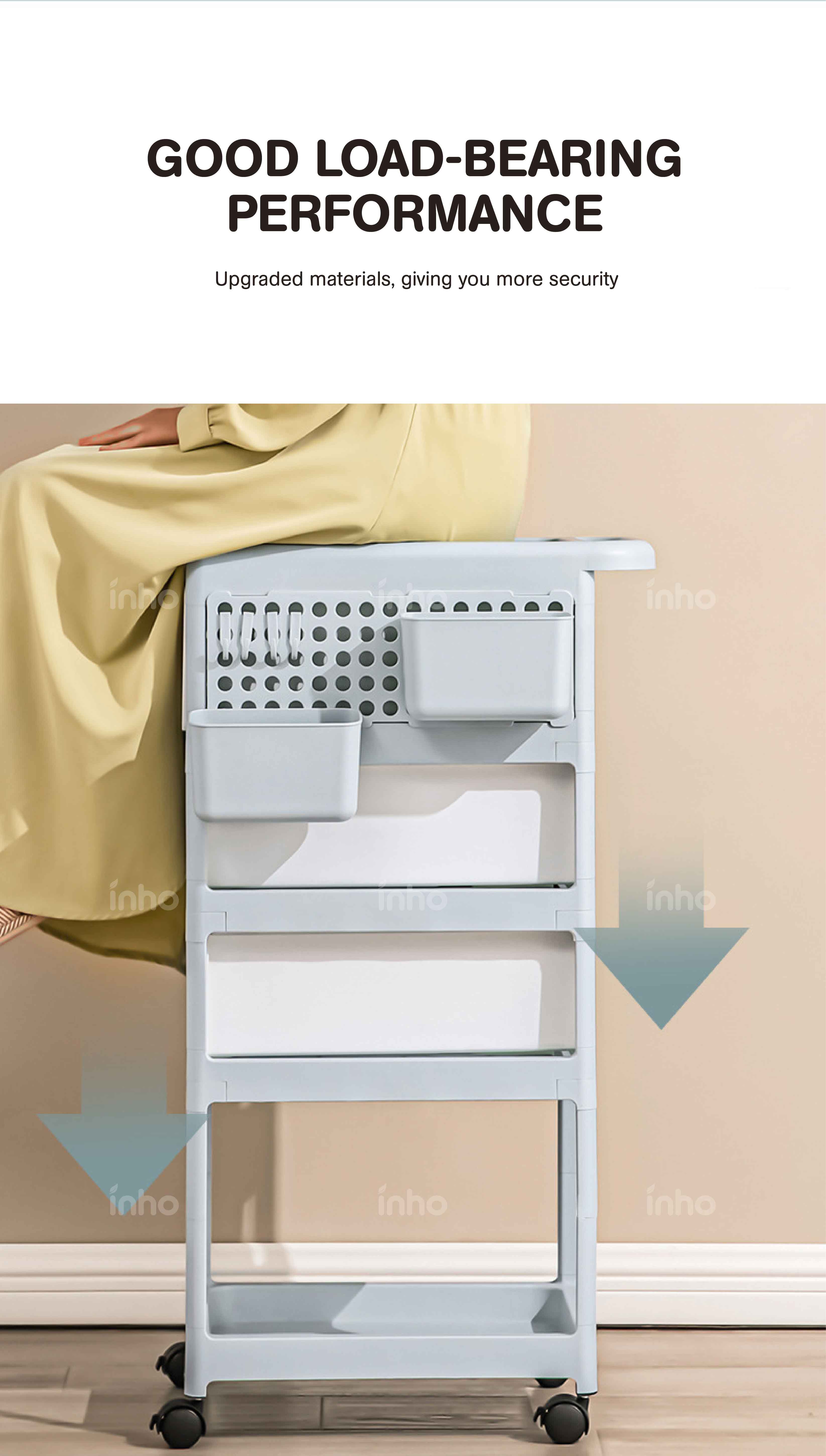 INHO L32cm (3/4 Layers) Multipurpose Storage Rack Baby Storage Trolley ...