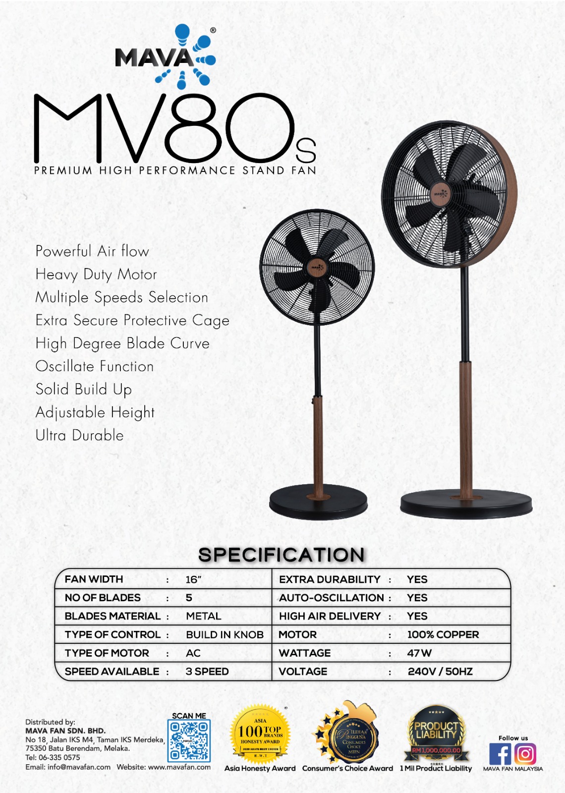 MAVA STAND FAN MV80S AC MOTOR STAND FAN 16INCH | Shopee Malaysia