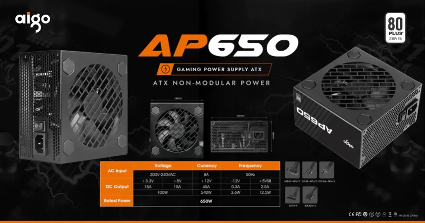 Aigo AP Power Supply AP750W AP650W AP550W Black White 80PLUS EU ATX ...