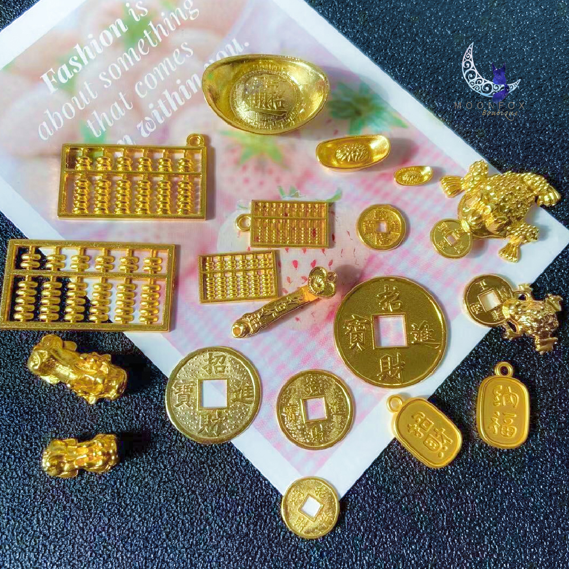 CNY Gold Filler Ingots Coin Turtle Gold Bar for Resin DIY Chinese New ...