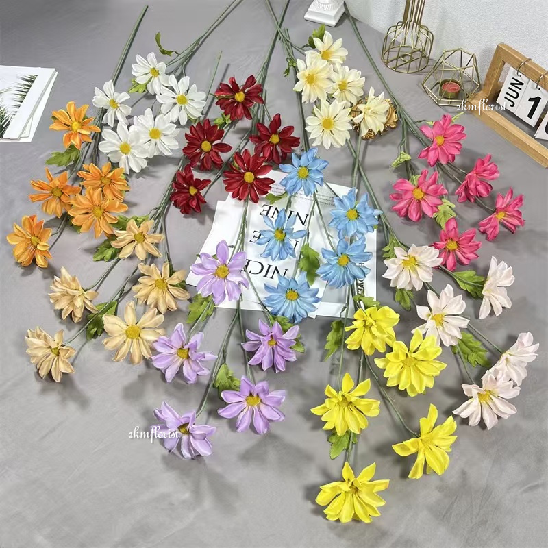 (5HEADS) FUJI CHRYSANTHEMUM Artificial Flower Bunga Plant Fake Orchid ...