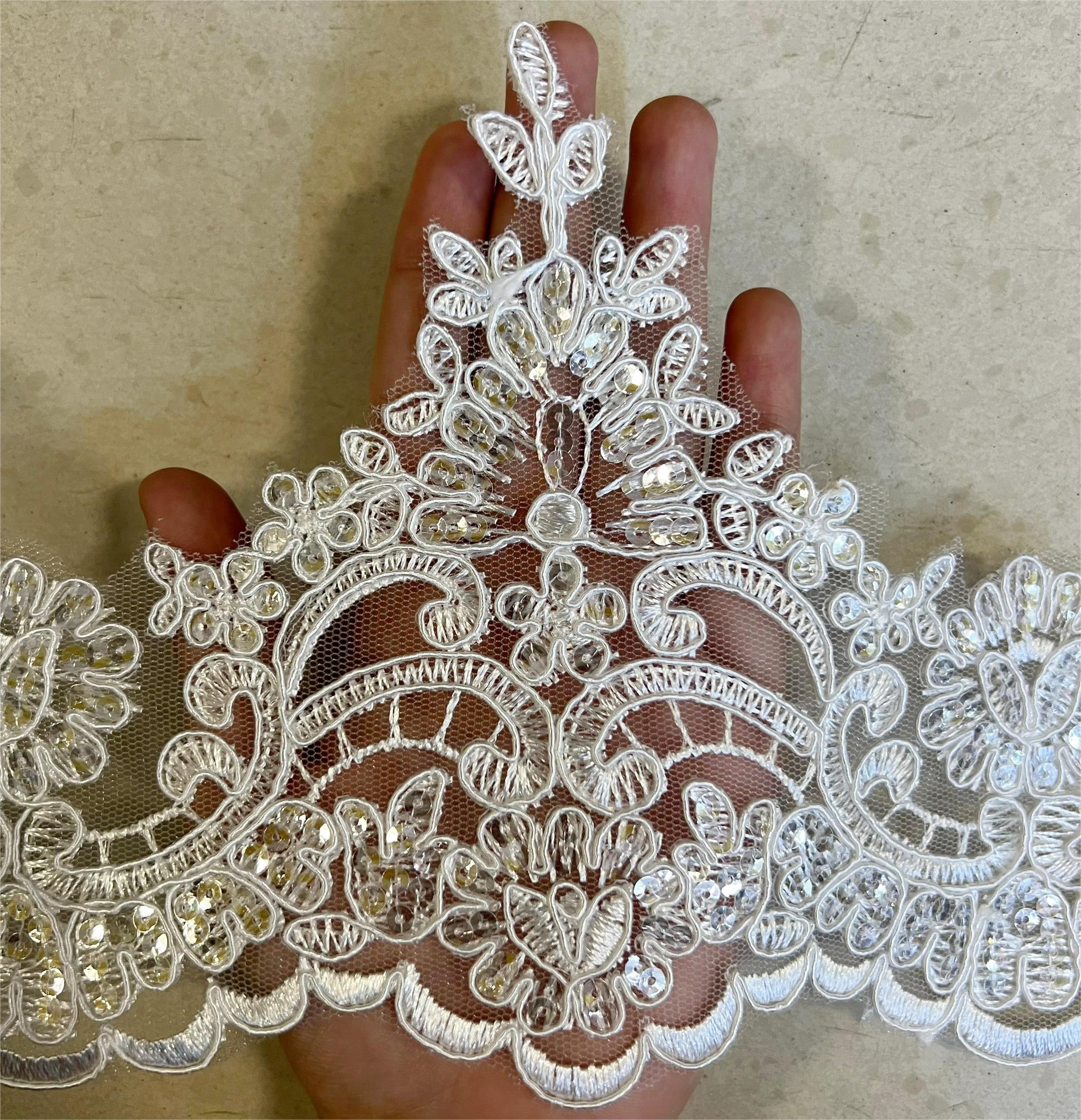 Renda Kain Manik Labuzi Tinggi 15cm, Lace Pengatin Lace Baju Raya ...