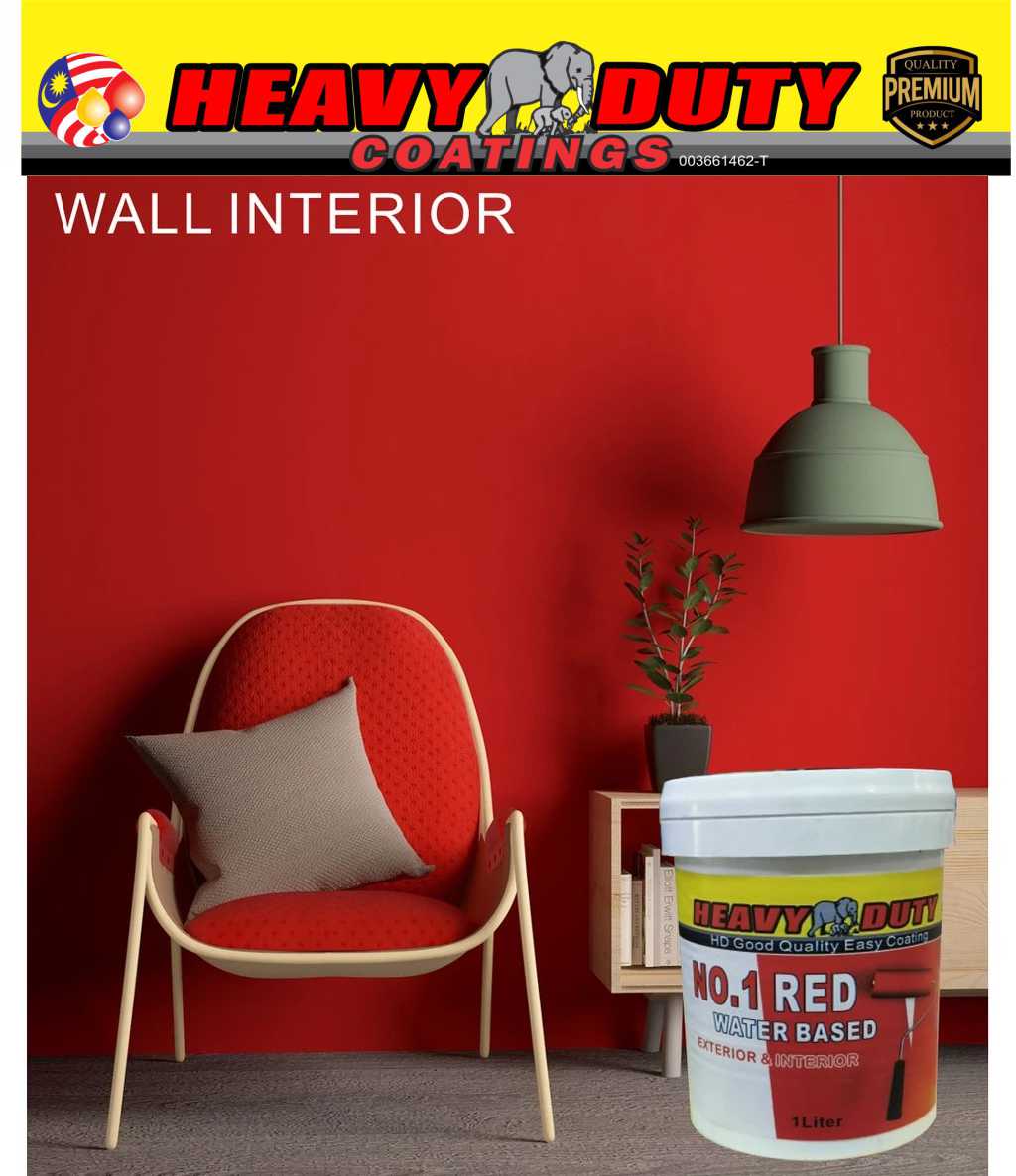 NO1 RED PAINT ( 1L ) FOR INTERIOR AND EXTERIOR WALL PAINT WATER BASE ...