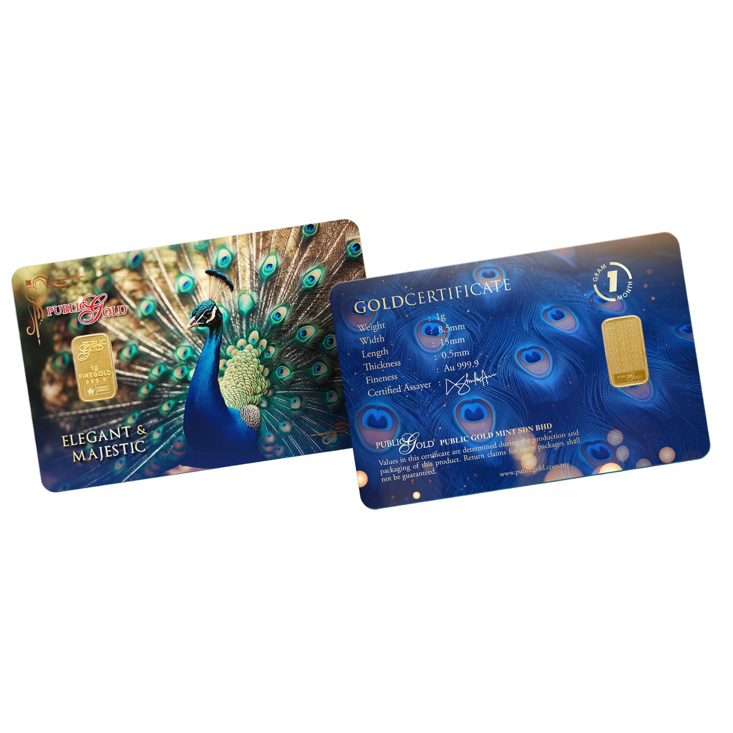 Public Gold Bullion Bar PG 1g (Au 999.9) 24k - Royal Peacock | Shopee ...
