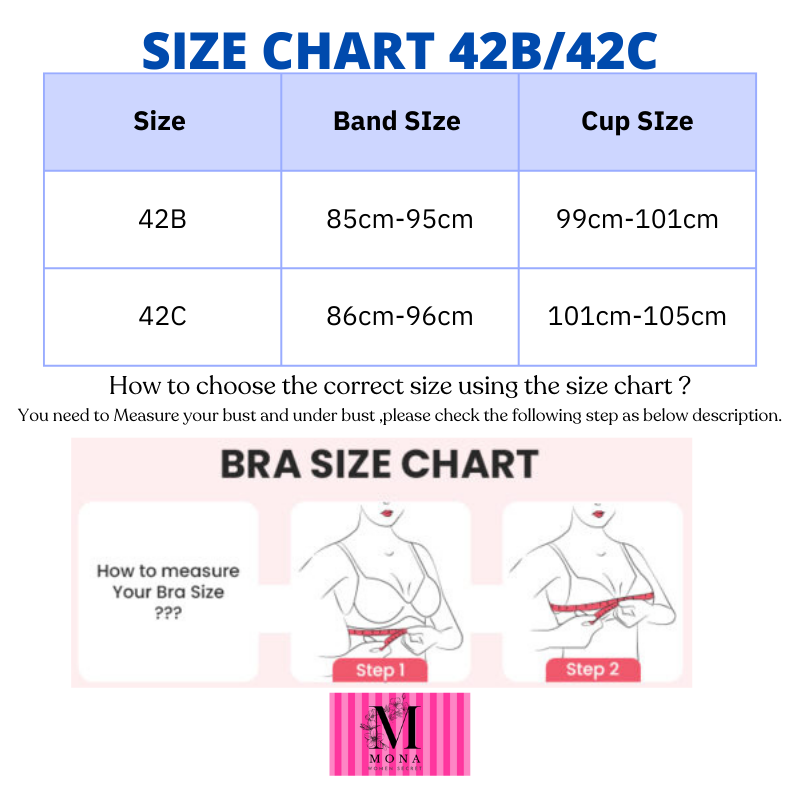 MONA Wired Bra Push Up Coli Wanita Besi Bra With Wire 42B/42C Push Up ...