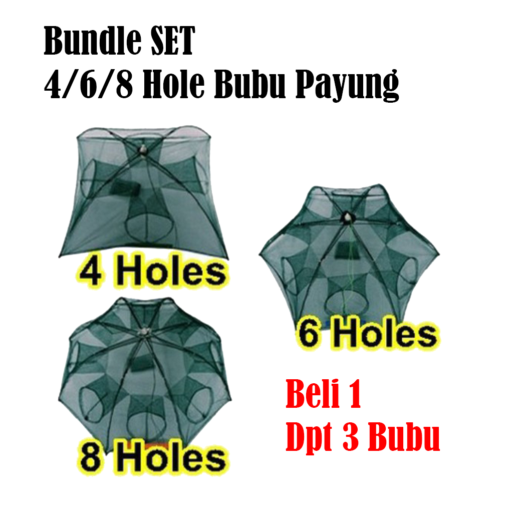 [Bundle Set] 4/6/8 Hole bubu payung/ bubu ketam / fishing net/ bubu ...