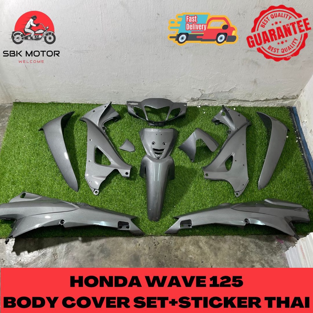 HLD HONDA WAVE125 COVER SET GREY WITH STIKER THAI | Shopee Malaysia
