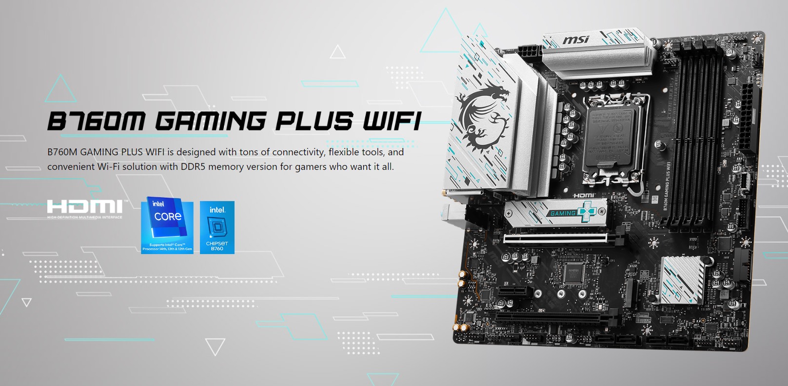 MSI B760M GAMING PLUS WIFI LGA1700 M-ATX Intel Motherboard+ Intel 14th ...