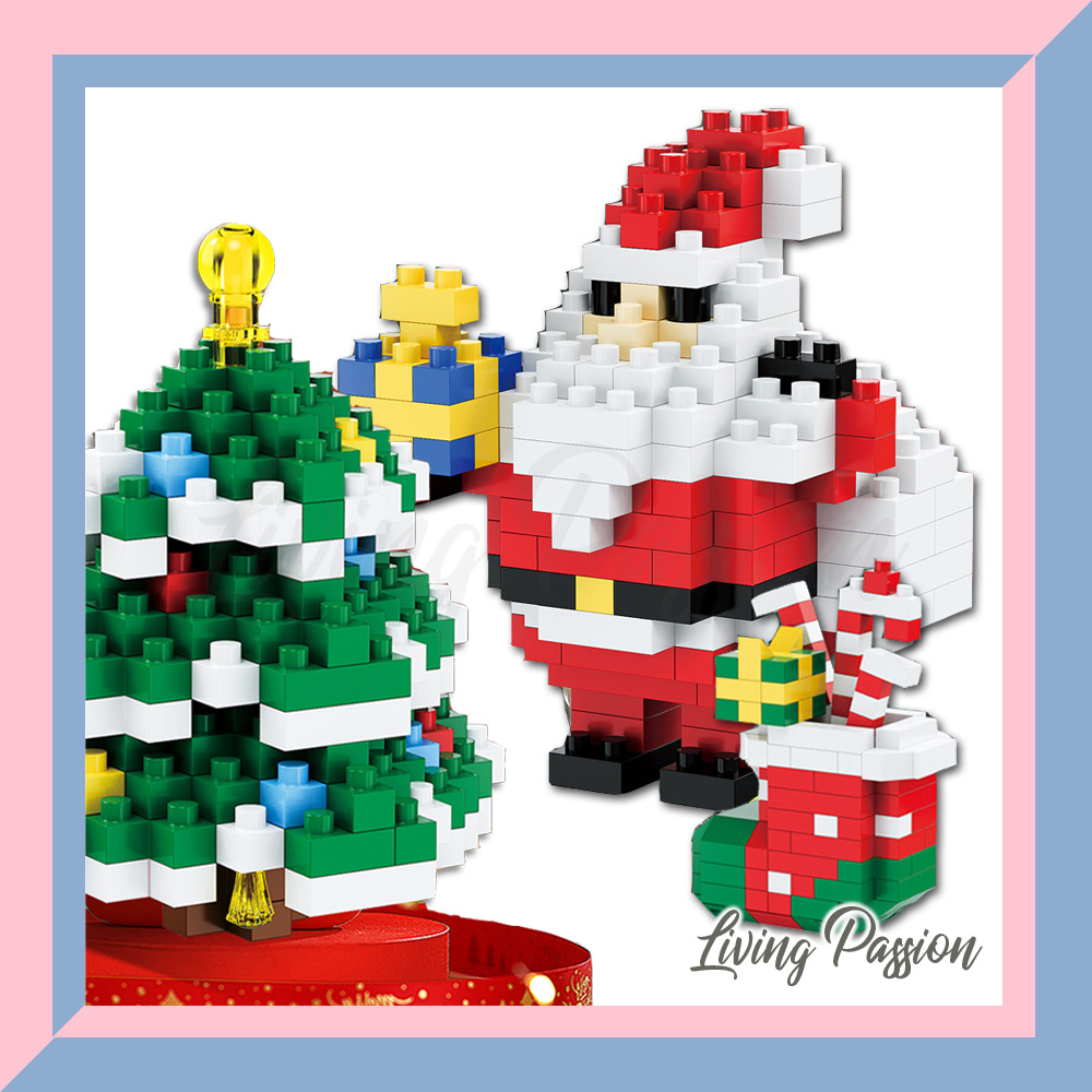 Mini Bricks Blocks Nano Santa Sleigh Christmas Tree Snowman Reindeer ...