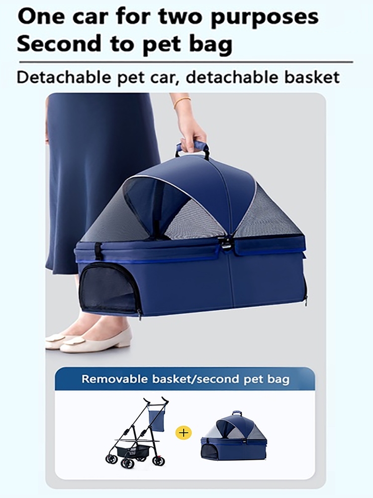 🔥Pet Stroller 360 Degree Rotating Pet Stroller Lightweight Detachable ...