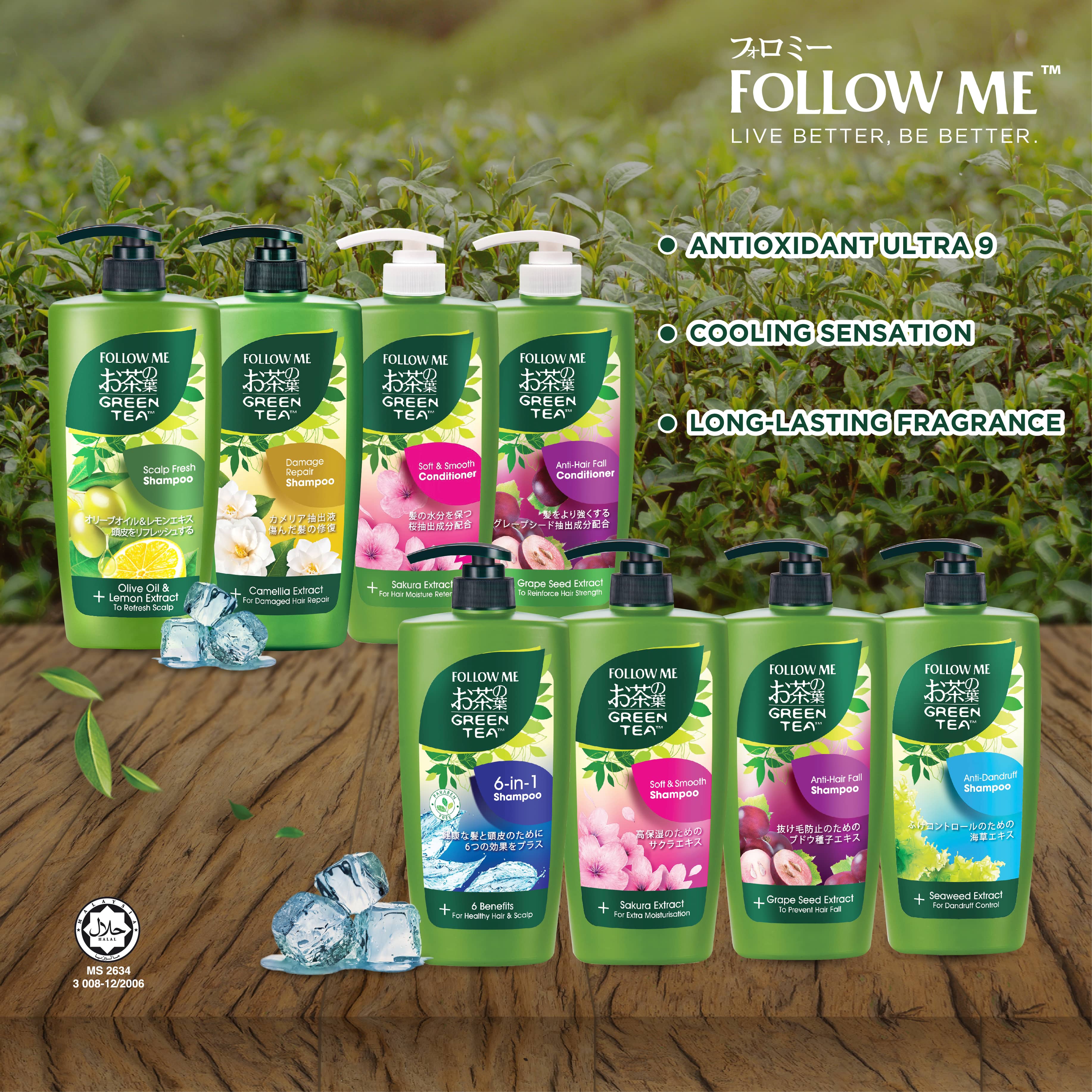 Follow Me Green Tea Shampoo 320ml (Anti-Hair Fall) | Shopee Malaysia