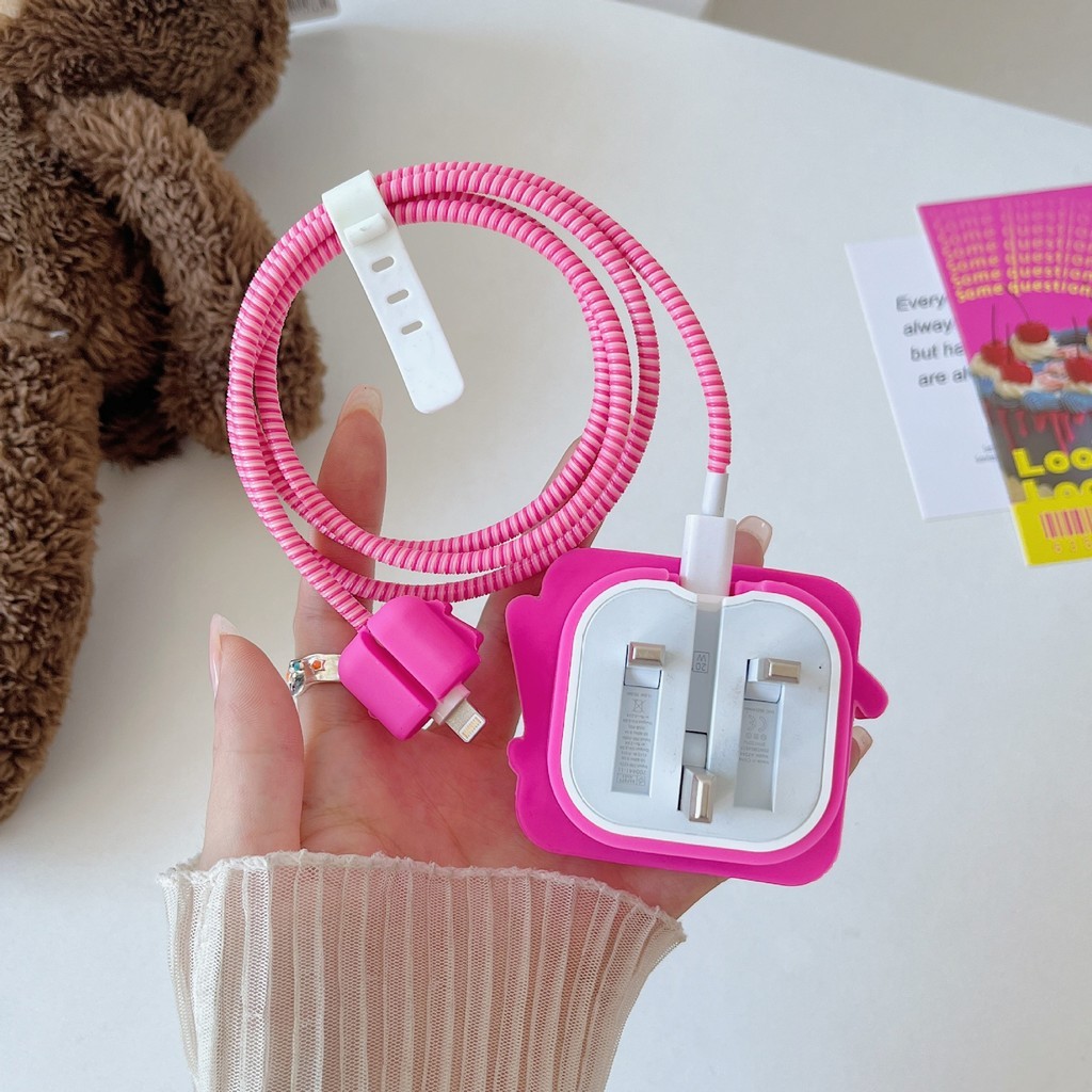 4 in1 set Silicone cable protector iphone malaysia Cute Cartoon Charger ...
