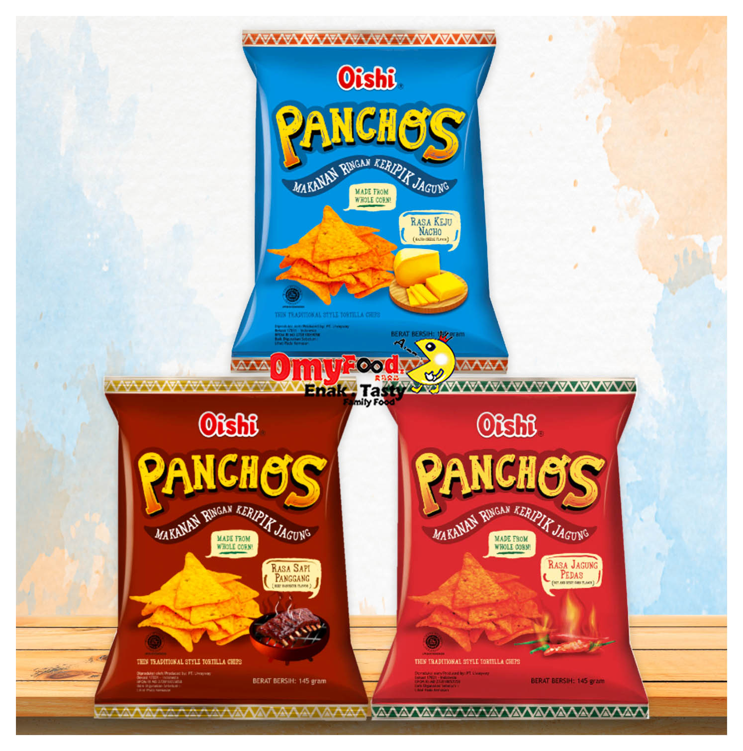 145g Oishi Panchos Style Tortilla Chips [Hot & Spicy / Beff BBQ / Nacho ...